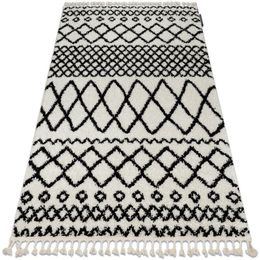 RUGSX Teppich berber safi N9040 weiß / schwarz Franse berber marokkanisch shaggy zottig black 80x150 cm