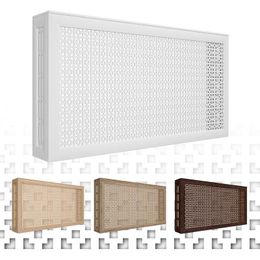 HEXIM Heizkörperverkleidung Damasco Lüftungsgitter Landhausstil, hdf/mdf Holz foliert 90/120/150cm - Stella Kollektion: Weiß, Frontblende - 120x60cm