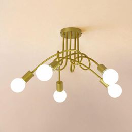 5 Lampen E27 Deckenlampe, 5-flammig Deckenleuchte Vintage Industrial, Retro Kreative Pendelleuchte Kronleuchter für Schlafzimmer, Wohnzimmer, Küche,