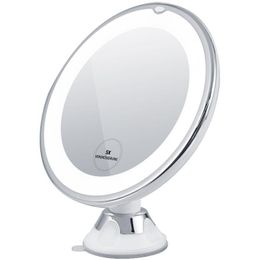 Kosmetikspiegel mit beleuchtung mit 5 fach Vergrößerungsspiegel, led Schminkspiegel 360° Schwenkbar mit Saugnapf,175 mm Durchmesser Tragbarer
