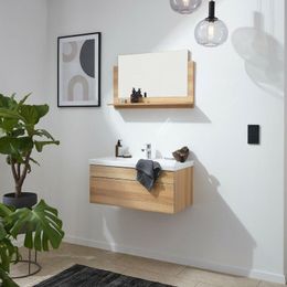 Home Deluxe Badmöbel-Set - wangerooge big Holz - Medium - inkl. Waschbecken und komplettem Zubehör - Größe Waschbecken: ca. 80 cm i Badezimmermöbel Waschtisch