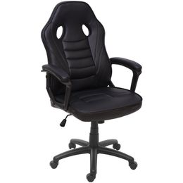 HHG - Bürostuhl 063, Schreibtischstuhl Drehstuhl Racing-Chair Gaming-Chair, Kunstleder schwarz - black