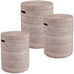 Aubry Gaspard - Wäschekorb aus Rattan (3er-Pack)