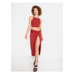 LSCN BY LASCANA Strandset: Crop-Top und Rock rostrot Gr. 36 für Damen. Mit amerikanischer Ausschnitt. Figurbetont. Nachhaltig.