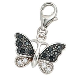 Jobo Charm Schmetterling Anhänger Schmetterling, 925 Silber mit Zirkonia, silberfarben