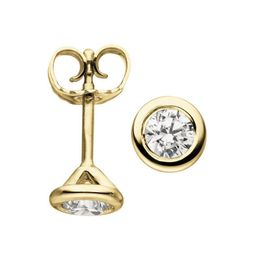 Jobo Paar Ohrstecker Ohrringe Solitär Diamanten Brillanten 0,50 ct., 585 Gold, gelb|goldfarben