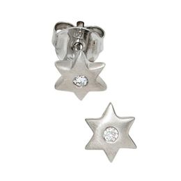 Jobo Paar Ohrstecker Stern-Ohrringe mit Zirkonia, 925 Silber, silberfarben