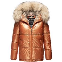 Navahoo Damen Winterjacke Warm Gefütterte Steppjacke mit Kunstfellkapuze Tikunaa