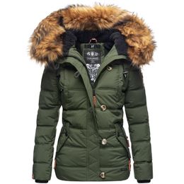 Navahoo Damen Stylische Winterjacke Steppjacke mit Kunstpelz Kapuze Zoja