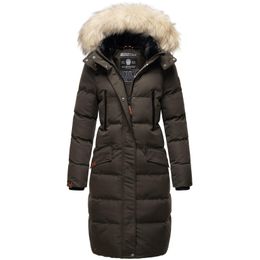 Marikoo Damen langer Winterjacke Stepp Parka mit abnehmbarer Kapuze Schneesternchen