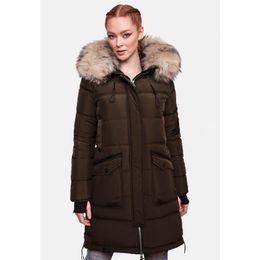 Marikoo Damen Winter Parka Steppmantel mit Abnehmbarem Kunstfellkragen Chaskaa