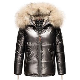 Navahoo Damen Winterjacke Warm Gefütterte Steppjacke mit Kunstfellkapuze Tikunaa