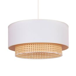 Duolla Hängeleuchte Boho, Ø 45 cm, 1fl. creme-weiß/Rattan