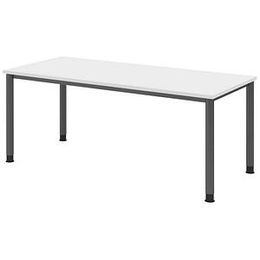 Hammerbacher HS19 höhenverstellbarer Schreibtisch weiß rechteckig, 4-Fuß-Gestell grau 180,0 x 80,0 cm