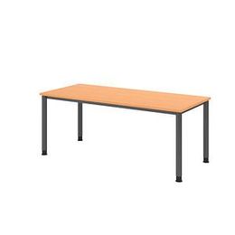 Hammerbacher HS19 höhenverstellbarer Schreibtisch buche rechteckig, 4-Fuß-Gestell grau 180,0 x 80,0 cm