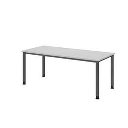 Hammerbacher HS19 höhenverstellbarer Schreibtisch lichtgrau rechteckig, 4-Fuß-Gestell grau 180,0 x 80,0 cm