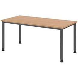 Hammerbacher HS16 höhenverstellbarer Schreibtisch eiche rechteckig, 4-Fuß-Gestell grau 160,0 x 80,0 cm