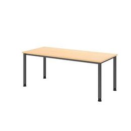 Hammerbacher HS19 höhenverstellbarer Schreibtisch ahorn rechteckig, 4-Fuß-Gestell grau 180,0 x 80,0 cm