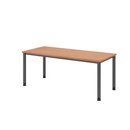 Hammerbacher HS19 höhenverstellbarer Schreibtisch nussbaum rechteckig, 4-Fuß-Gestell grau 180,0 x 80,0 cm