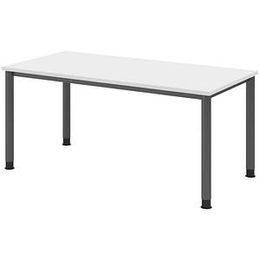 Hammerbacher HS16 höhenverstellbarer Schreibtisch weiß rechteckig, 4-Fuß-Gestell grau 160,0 x 80,0 cm