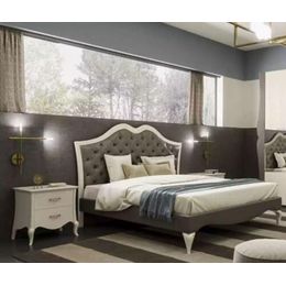 JVmoebel Schlafzimmer-Set Modern Schlafzimmer Set Bett 2x Nachttisch Italienische Möbel, (3-St., Bett + 2x Nachttische), Made in Italy, grau