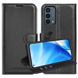 Cadorabo Handyhülle für OnePlus Nord N200 5G Hülle OnePlus Nord N200 5G, Hülle Schutzhülle mit Standfunktion, Kartenfach und Magnetverschluss, schwarz