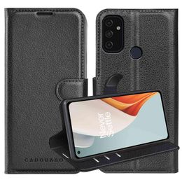 Cadorabo Handyhülle für OnePlus Nord N100 Hülle OnePlus Nord N100, Hülle Schutzhülle mit Standfunktion, Kartenfach und Magnetverschluss, schwarz