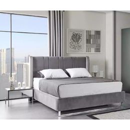 JVmoebel Schlafzimmer-Set Schlafzimmer Set Bett 2x Nachttische Holz Möbel 3tlg Modern Sets, (3-St., 1x Bett + 2x Nachttische), Made in Europa, grau