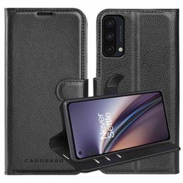 Cadorabo Handyhülle für OnePlus Nord CE 5G Hülle OnePlus Nord CE 5G, Hülle Schutzhülle mit Standfunktion, Kartenfach und Magnetverschluss, schwarz