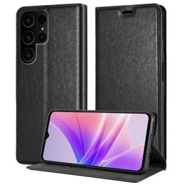 Cadorabo Handyhülle für Samsung Galaxy S23 ULTRA Hülle Samsung Galaxy S23 ULTRA, Hülle Schutzhülle mit Standfunktion, Magnetverschluss und Kartenfach