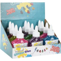 Koopmann Koopman Klebstoff 12x Glitter Klebstoff 90ml Farben Büro Schule Basteln Kinder Glitzer