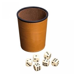 Philos Spiel, Würfelbecher - braun - 9cm - mit 6 Würfel