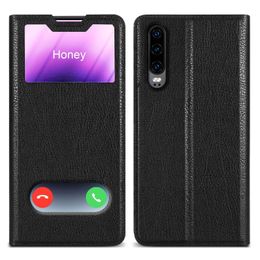 Cadorabo Handyhülle für Huawei P30 Hülle Huawei P30, Klappbare Handy Schutzhülle - Hülle - mit Standfunktion und Kartenfach, schwarz