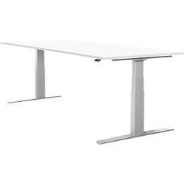 Schäfer Shop Schäfer Shop Select Schreibtisch LOGIN, elektrisch höhenverstellbar, Rechteck, T-Fuß, B 1800 x T 800 x H 645-1290 mm, weiß/weißaluminium