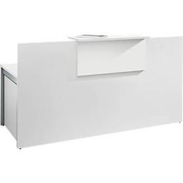 Empfangstheke Come-In, 1 Ablage, gerade, Breite 1800 mm, weiß/weiß