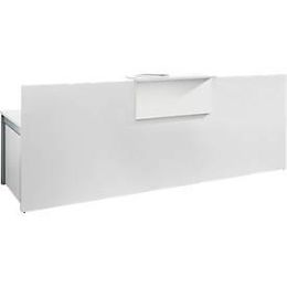 Empfangstheke Come-In, 1 Ablage, gerade, Breite 2400 mm, weiß/weiß