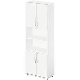 Schäfer Shop Schäfer Shop Select Kombischrank LOGIN, oben und unten 2 Ordnerhöhen mit Tür, Mitte Regal, B 800 x T 420 x H 2240 mm, weiß/weiß