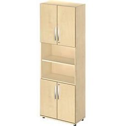 Schäfer Shop Schäfer Shop Select Kombischrank LOGIN, oben und unten 2 Ordnerhöhen mit Tür, Mitte Regal, B 800 x T 420 x H 2240 mm, Ahorn Dekor/Ahorn Dekor