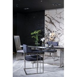 JVmoebel Stuhl Esszimmer Stuhl Luxus Metall mit Textil Stühle Stil Modern Lehnstuhl