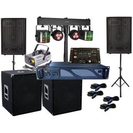 DSX DJ Set Verstärker Mixer Subwoofer Boxen Nebel LED Licht Anlage Party-Lautsprecher (980 W)