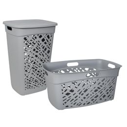 ONDIS24 Wäschekorb Set Wäschebox Aufbewahrungskorb 45 + 60 L cement grau