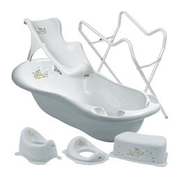 Maltex Babybadewanne WAL Silbergrau Set 5-tlg + Gestell Weiß