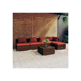 vidaXL Gartenlounge-Set, braun|rot