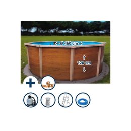 GRE Rundpool Stahlwandpool Set (5-teilig) hoch rund 460 x 120 c (Komplett-Set)