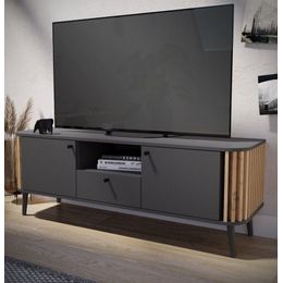 xonox.home Lowboard Pure (TV Unterschrank in matt grau mit Eiche Artisan