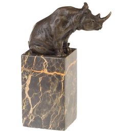 aubaho Skulptur Bronzeskulptur Nashorn Rhinozeros Bronze Statue Bronzefigur im Antik-S