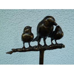 IDYL Dekofigur IDYL Bronze-Skulptur 1 Amsel und 2 Spatzen auf Ast