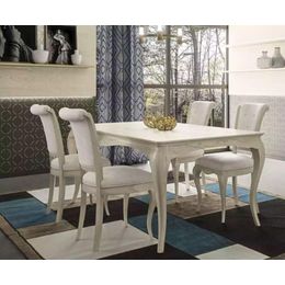 JVmoebel Esszimmer-Set Weiß Esszimmer Tisch Esstisch 4x Stuhl Garnitur Set 5tlg Möbel