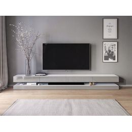 DB-Möbel Lowboard TV-Schrank Space Double Weiß Matt/ Grau Hochglanz 2x140 cm
