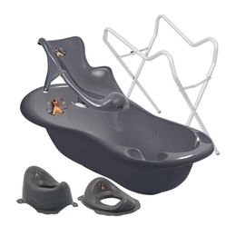 Maltex Babybadewanne PONY Graphit Set 4-tlg + Gestell Weiß